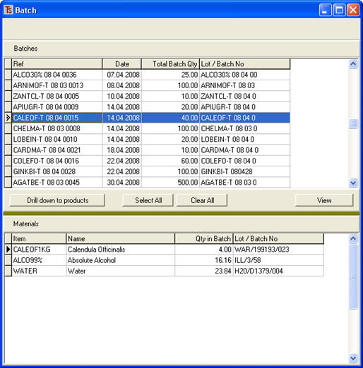The abovegives details of the batches in which this particular batch of ...